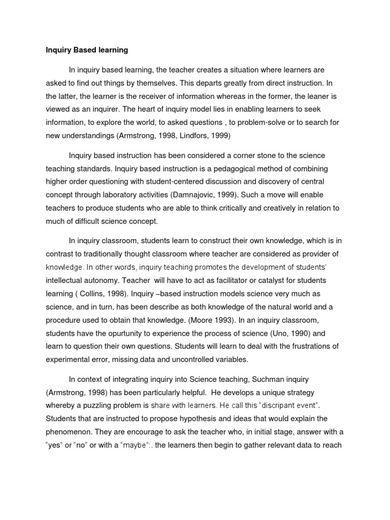 Inquiry Based Learning | PDF | Inquiry Based Learning | Learning