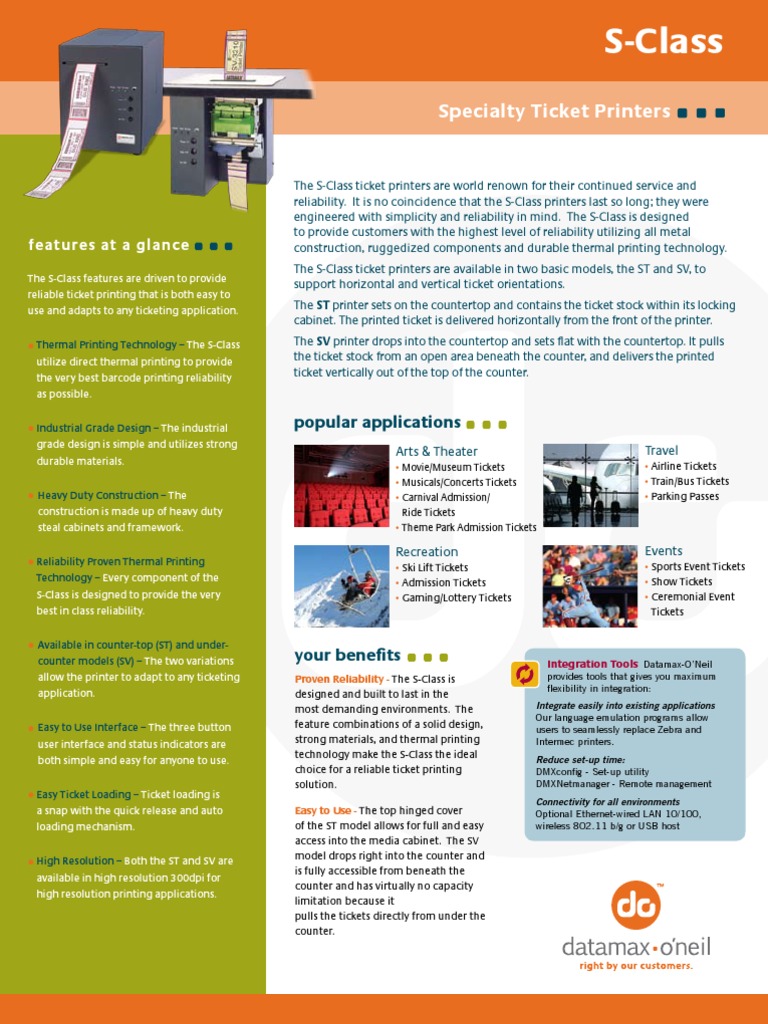 Datamax S-Class Ticket Printer | PDF | Universal Product Code | Printer ...