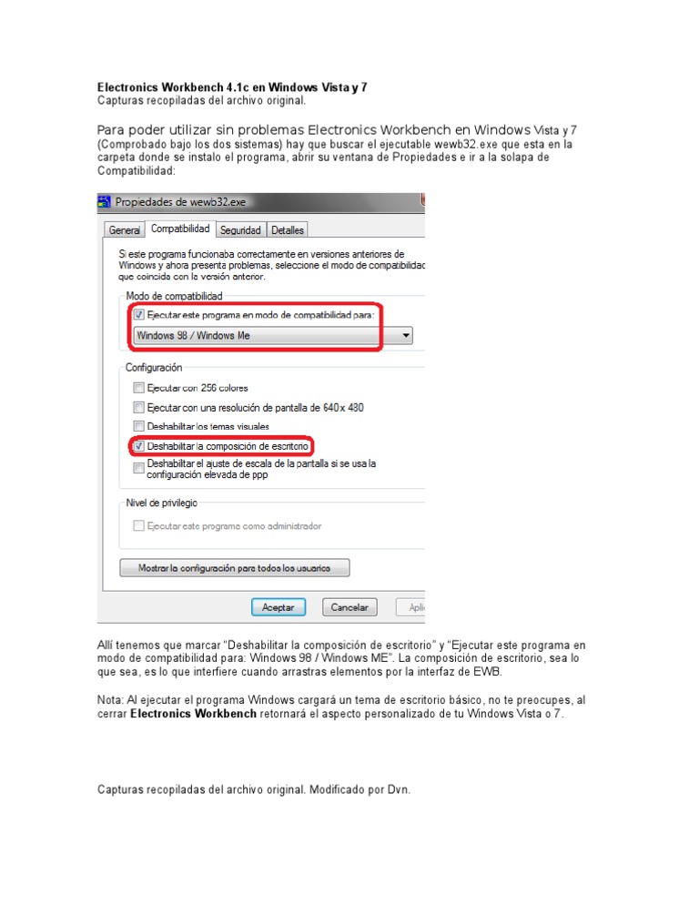 Configurar Electronics Workbench en Vista/7 | PDF