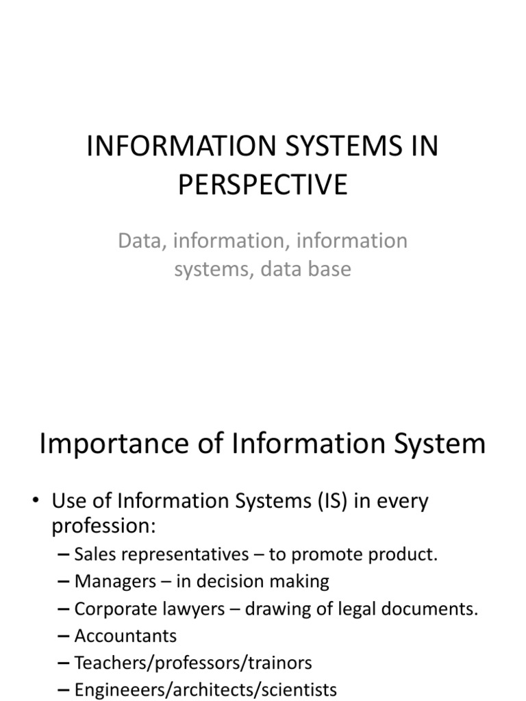 Information Systems in Perspective | PDF | Enterprise Resource Planning ...