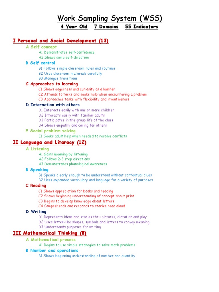 Work Sampling System For Webpage 4 Year Old Website | PDF | Reading ...