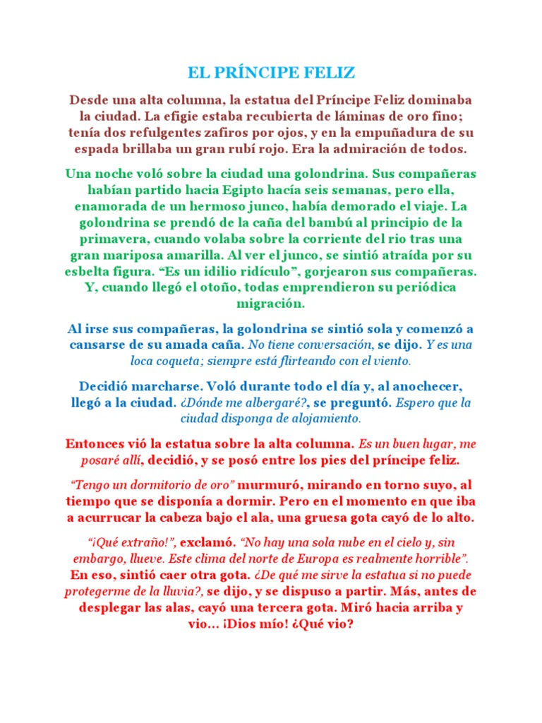 EL PRÍNCIPE FELIZ (Oscar Wilde) | PDF | Naturaleza