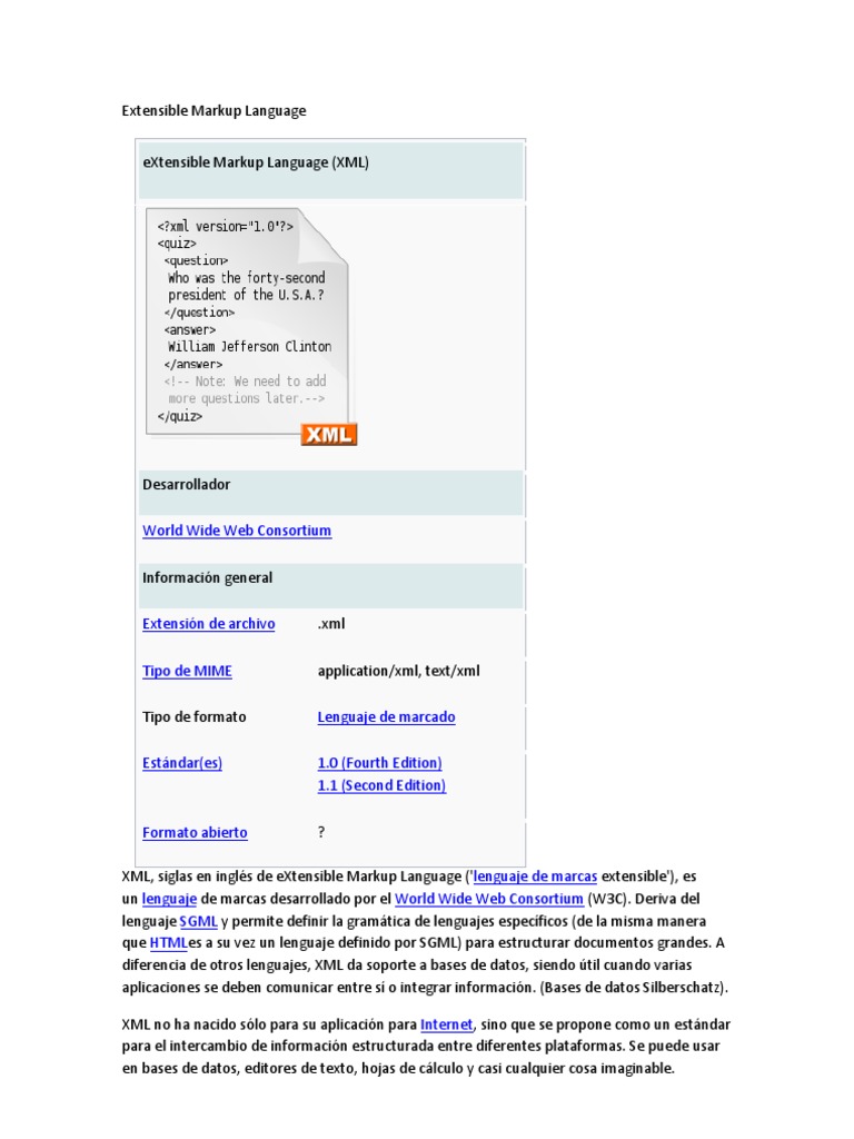 Extensible Markup Language | PDF | Xml | Estándares del consorcio World ...