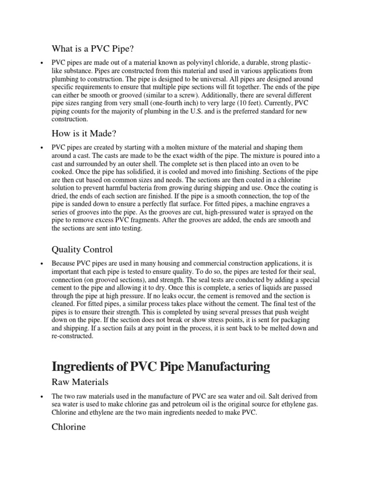 PVC Pipe Manufacturing Process Overview | PDF | Polyvinyl Chloride ...