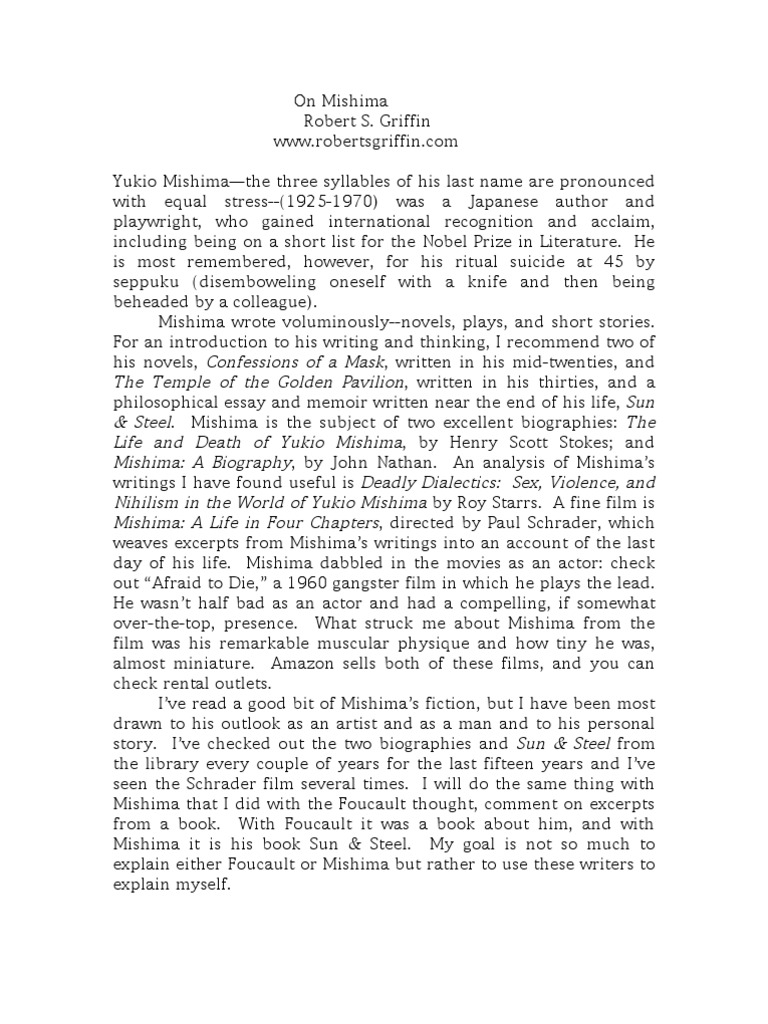 Mishima | PDF | Nihilism | Friedrich Nietzsche