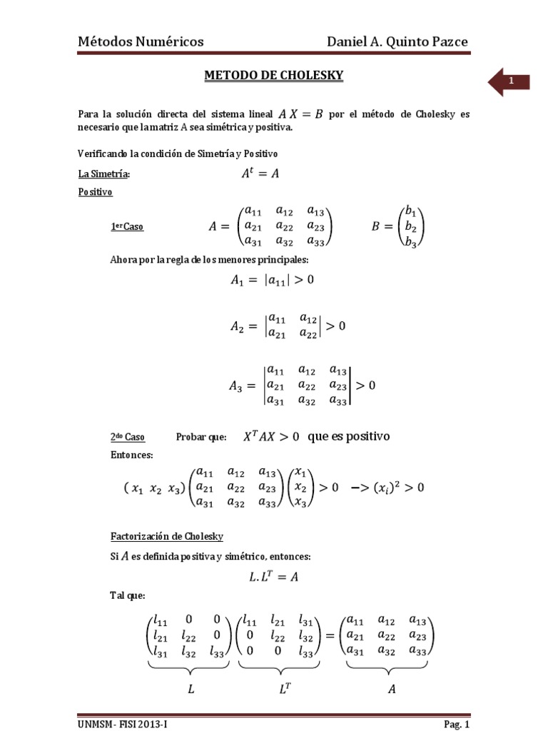 Metodo de Cholesky | PDF