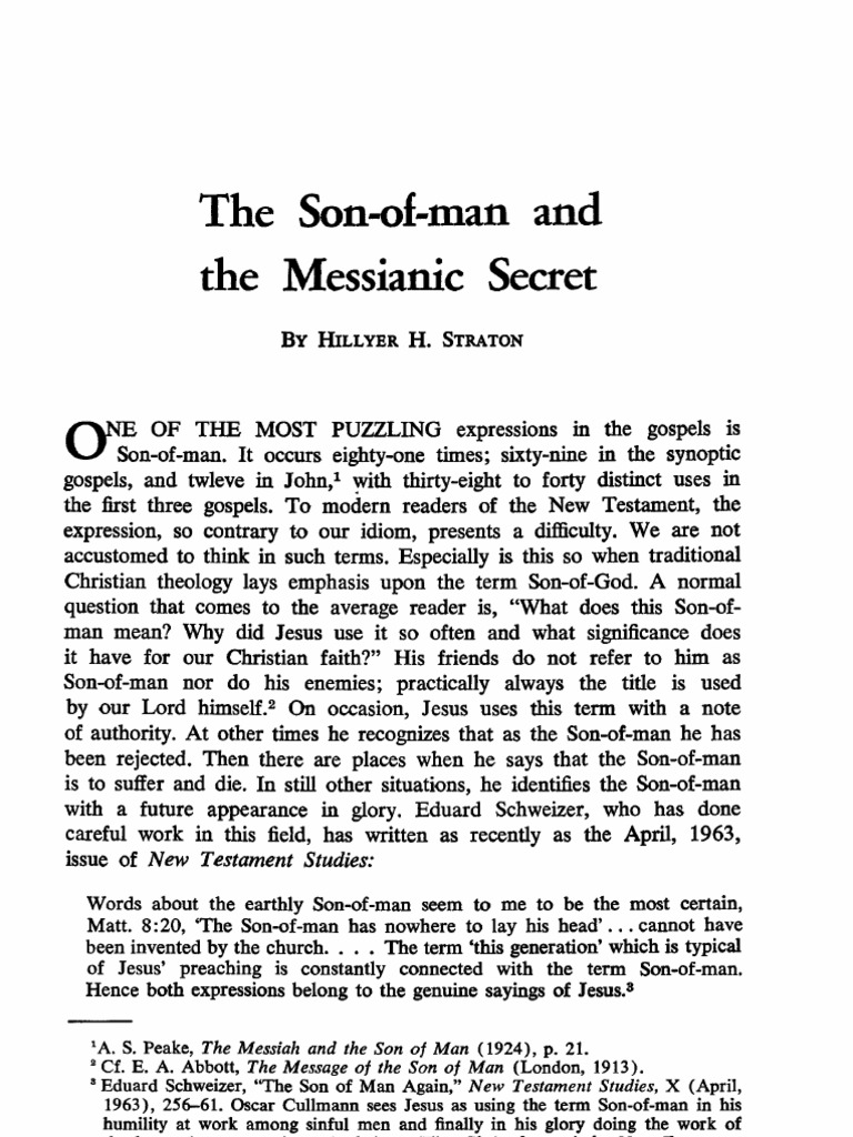 The Son of Man and The Messianic Secret | PDF | Gospel Of Mark | Jesus