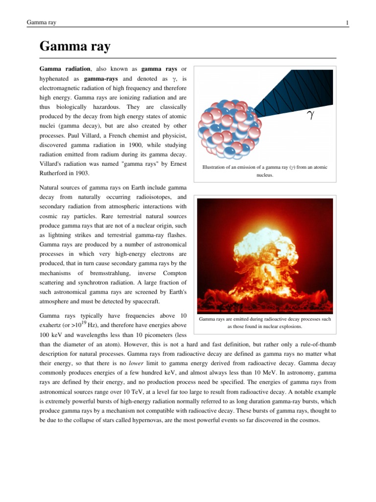 Gamma Ray | PDF | Gamma Ray | Radioactive Decay