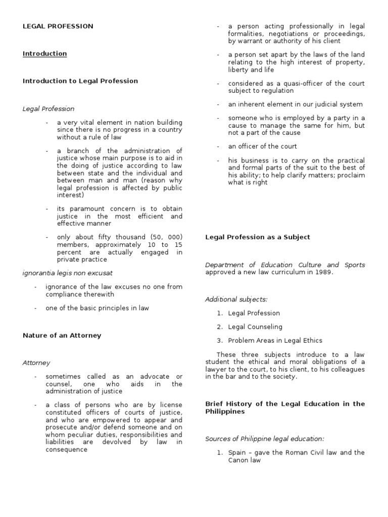 Legal Profession Notes | PDF | Practice Of Law | Lawyer