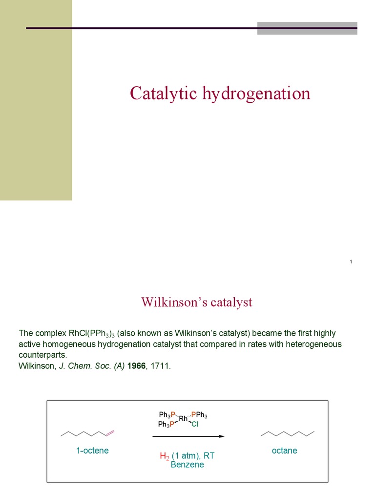 wilkinson catalyst | Hydrogenation | Inorganic Chemistry