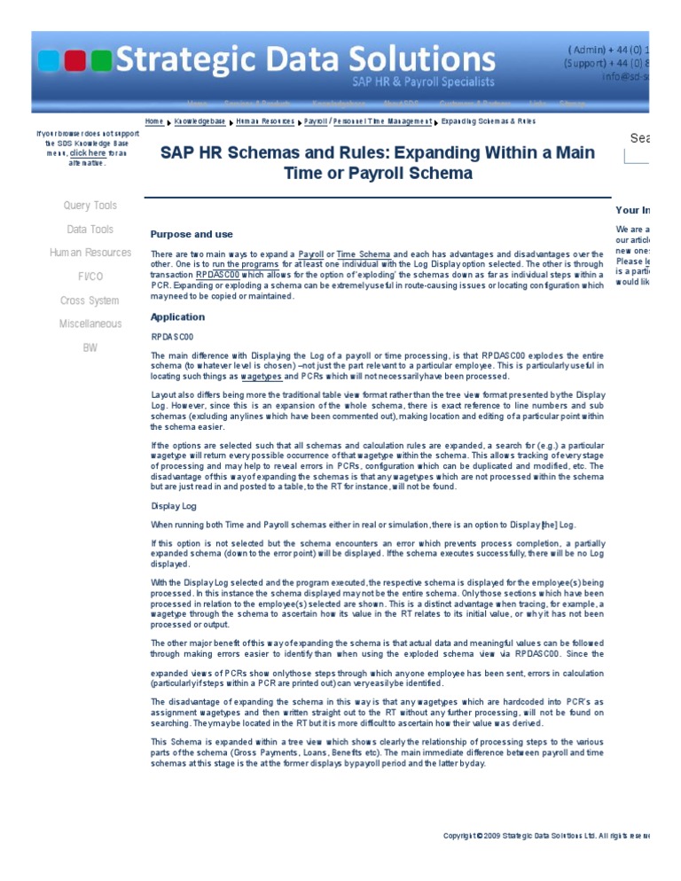SAP HR and Payroll - Expanding Schemas and Rules | PDF | Xml Schema ...