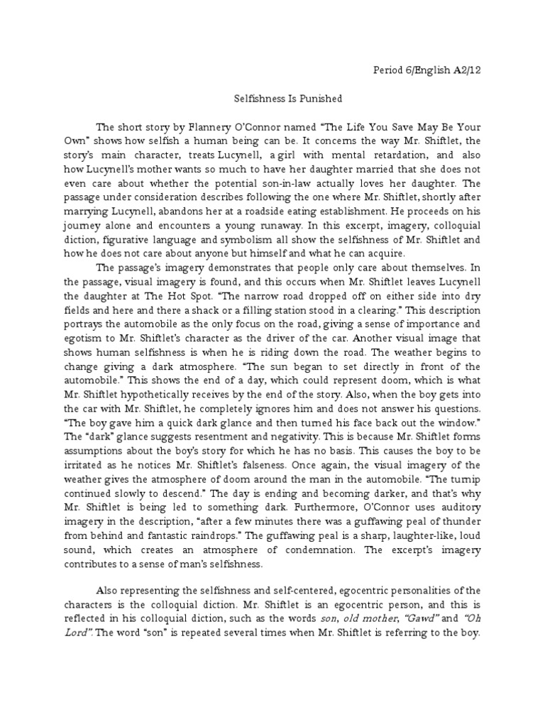 Literary Analysis of 'The Life You Save May Be Your Own" | PDF