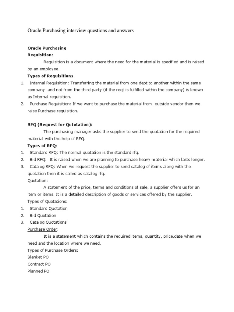 PO Interview Questions and Answers | PDF | Invoice | Business
