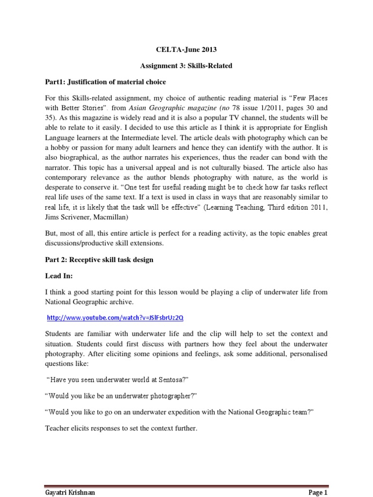 Celta Assignment3 Speed Reading Teachers