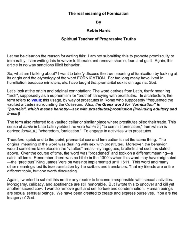 The Real Meaning of Fornication. | PDF | Religion & Spirituality ...