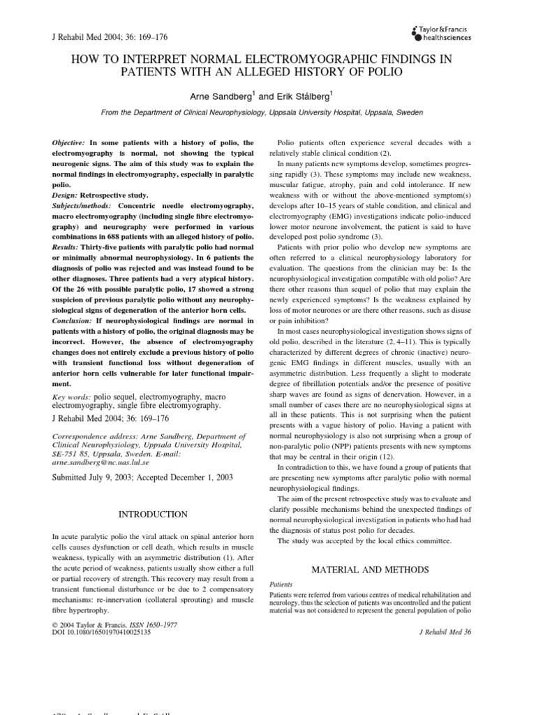 EMG in Polio | PDF | Electromyography | Poliomyelitis
