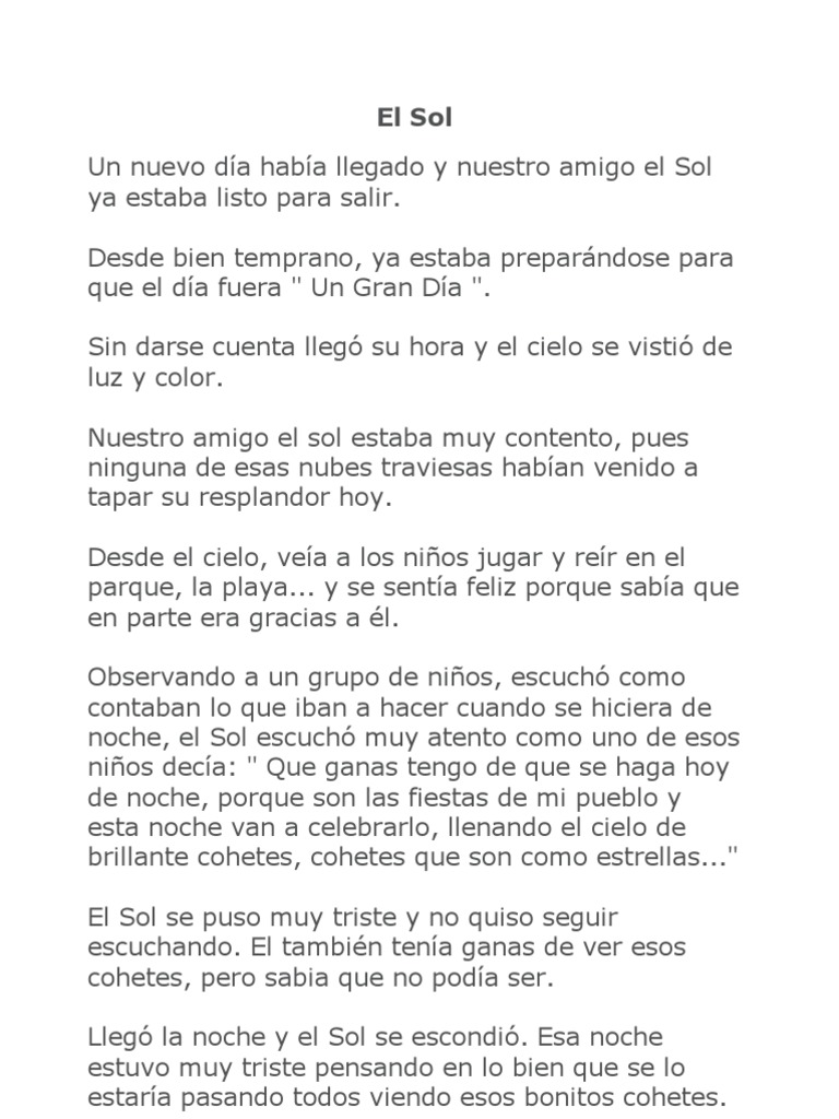 Cuento El Sol | PDF