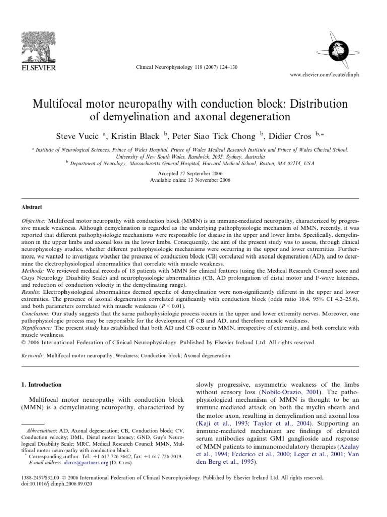 MMNCB Distribution of Demyelination and Axonal Degeneration | PDF ...