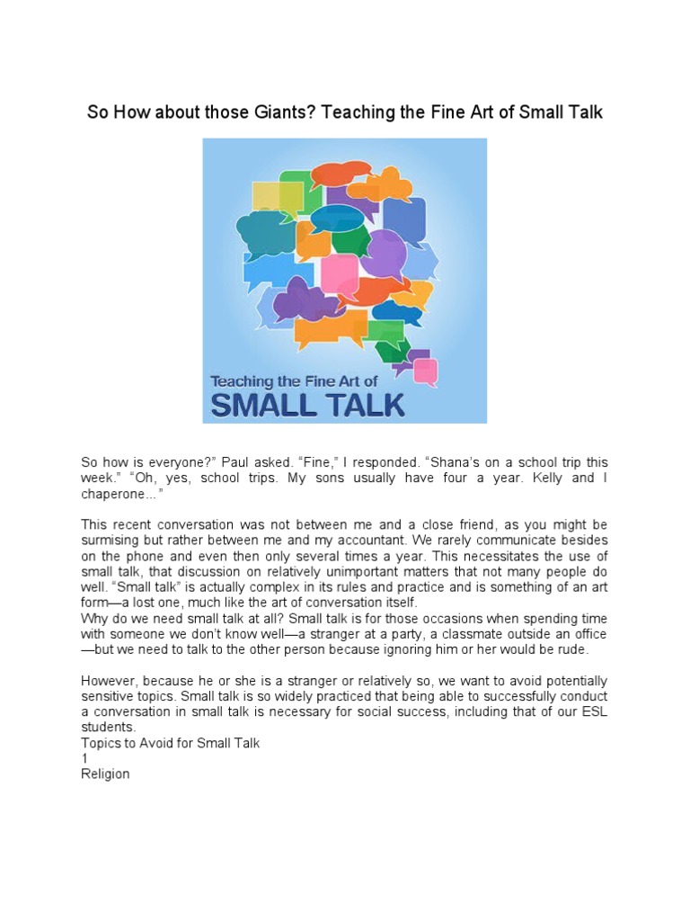 Teaching The Fine Art of Small Talk | PDF | Conversation ...