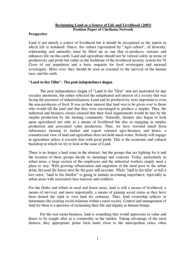 Position Paper of Chethana | PDF | Sustainable Agriculture | Organic ...