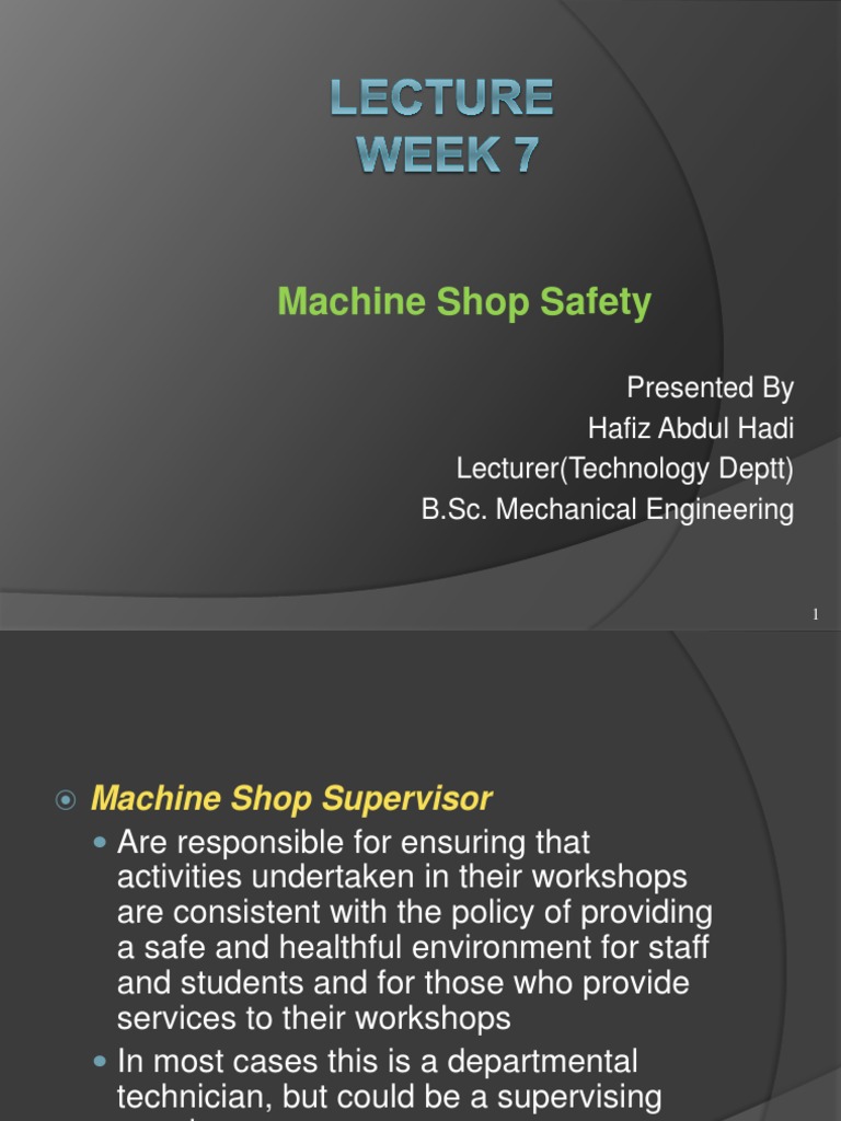 Machine Shop Safety Guidelines | PDF | Machines | Gear