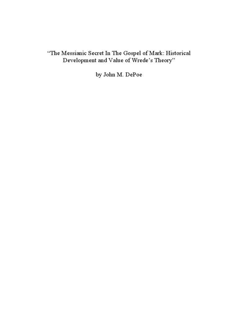 Messianic Secret | PDF | Gospel Of Mark | Messiah