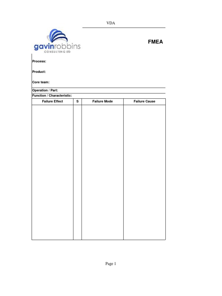 VDA FMEA Template | PDF | Nature | Business