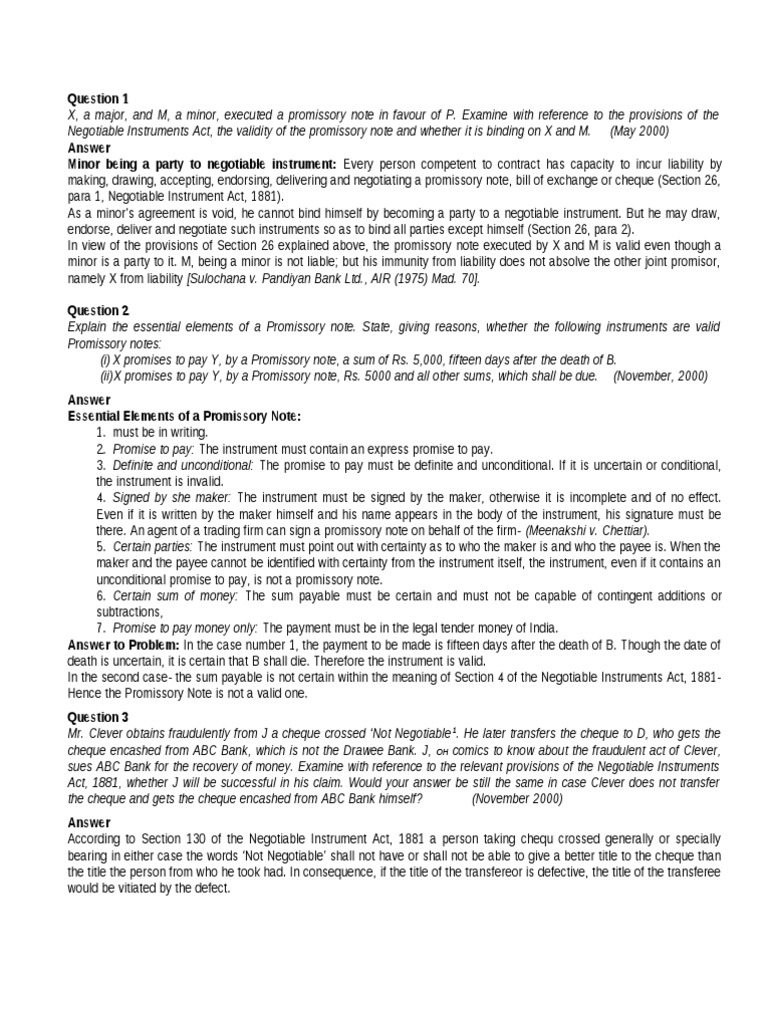 2 Negotiable | Negotiable Instrument | Promissory Note