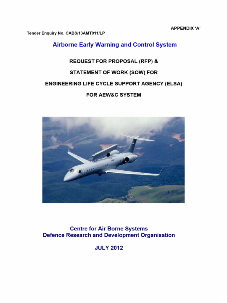 Engineering Life Cycle Support Agency (ELSA) For AEW&C Programme | PDF ...