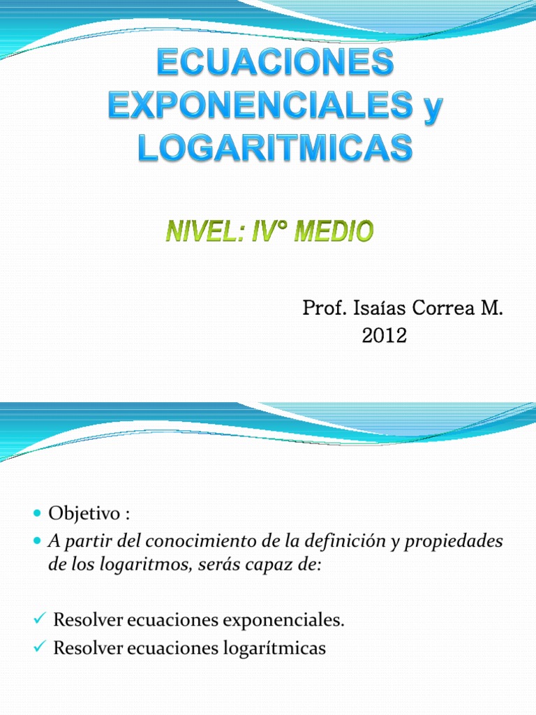 Ecuaciones Exponenciales y Logar Tmicas | PDF | Logaritmo | Exponenciación