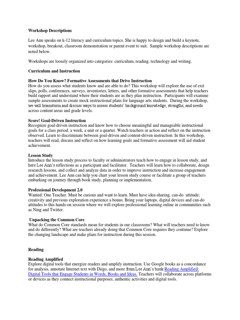 Workshop Descriptions: Reading Amplified: Digital Tools That Engage ...