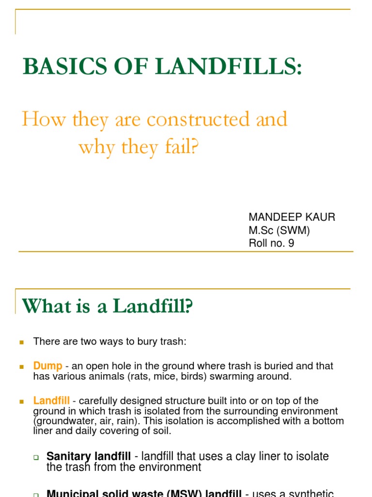 basics of landfills | Landfill | Waste