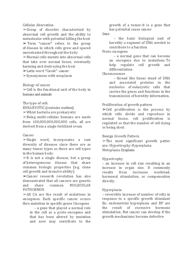 Cellular Aberration | PDF | Cell Growth | Cancer