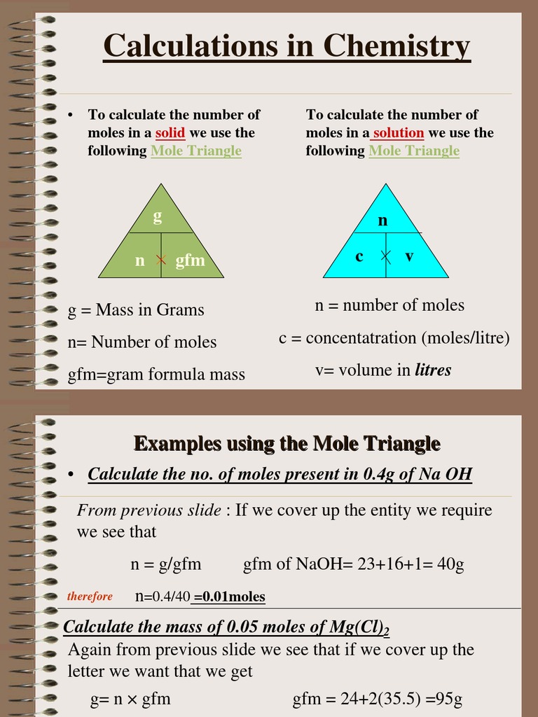 Calculations in Chemistry: g n gfm