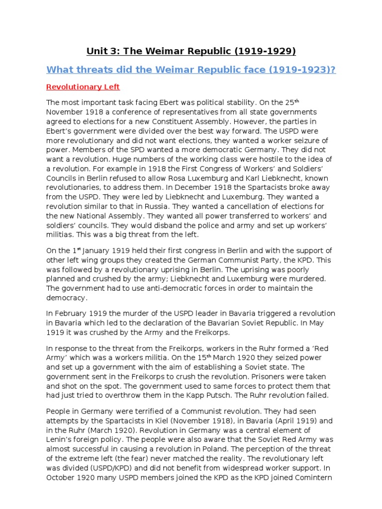 Weimar Republic: Threats and Challenges | PDF | Weimar Republic | World ...
