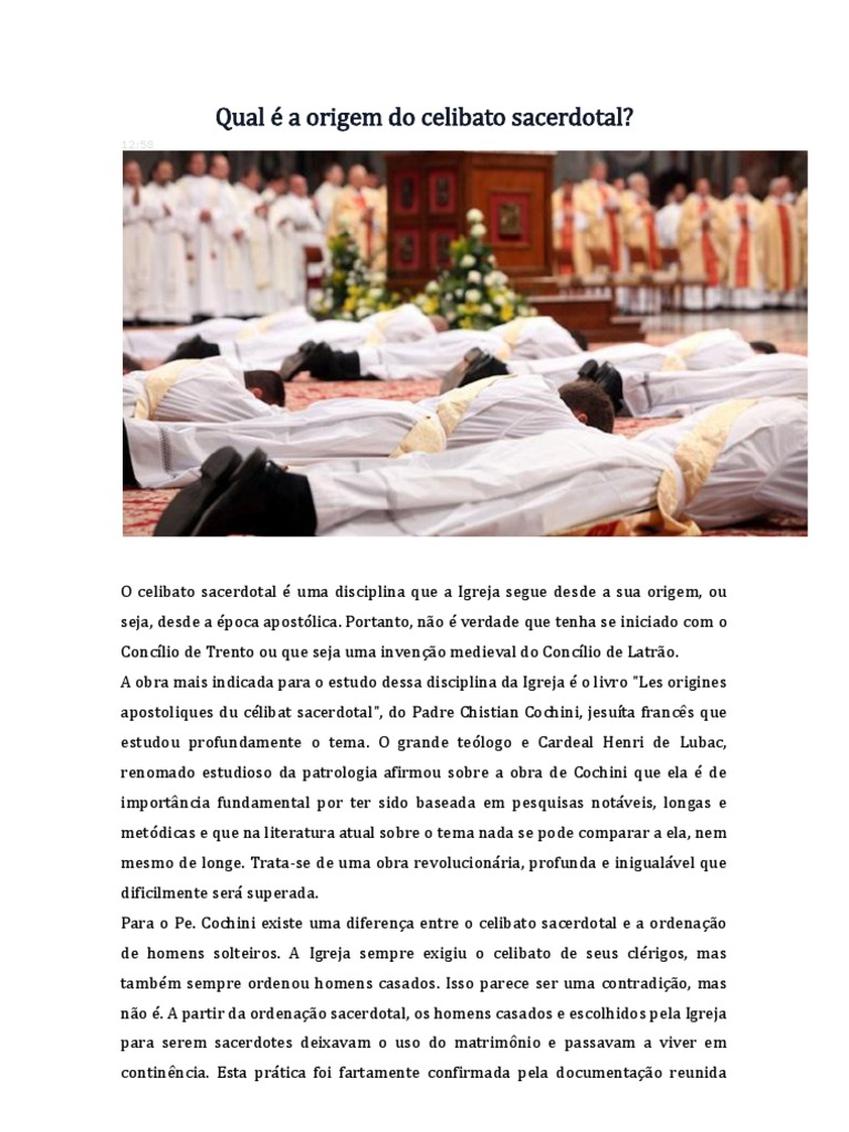 Qual É A Origem Do Celibato Sacerdotal | PDF | Celibato | Padre