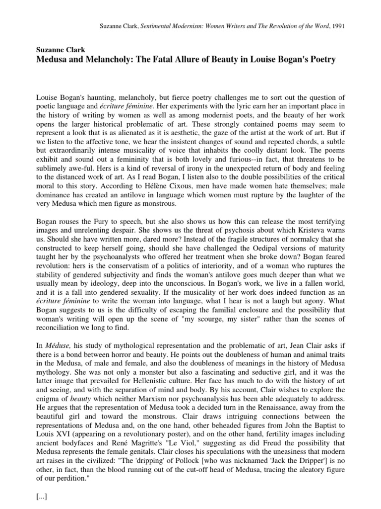 Medusa's Allure in Bogan's Poetry | PDF | Medusa | Poetry