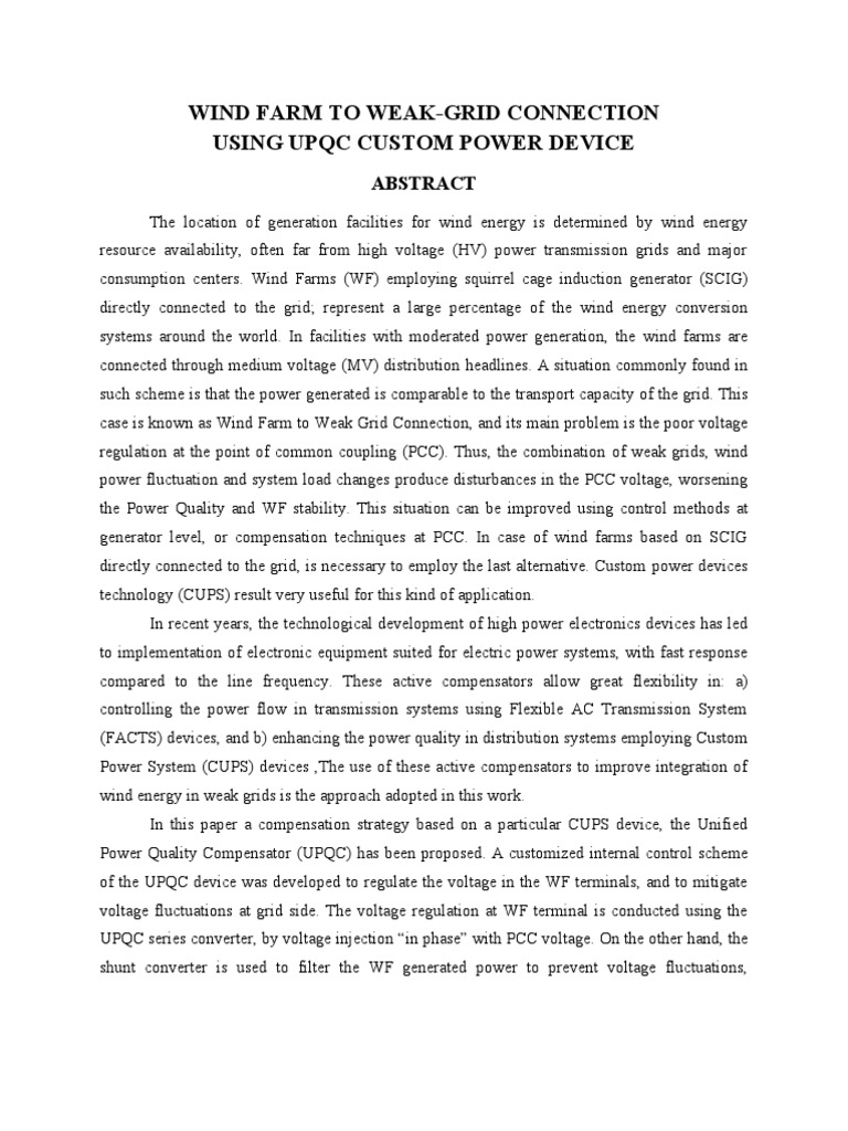 11 Wind Farm To Weak Grid Connection Pdf Wind Power Wind Turbine