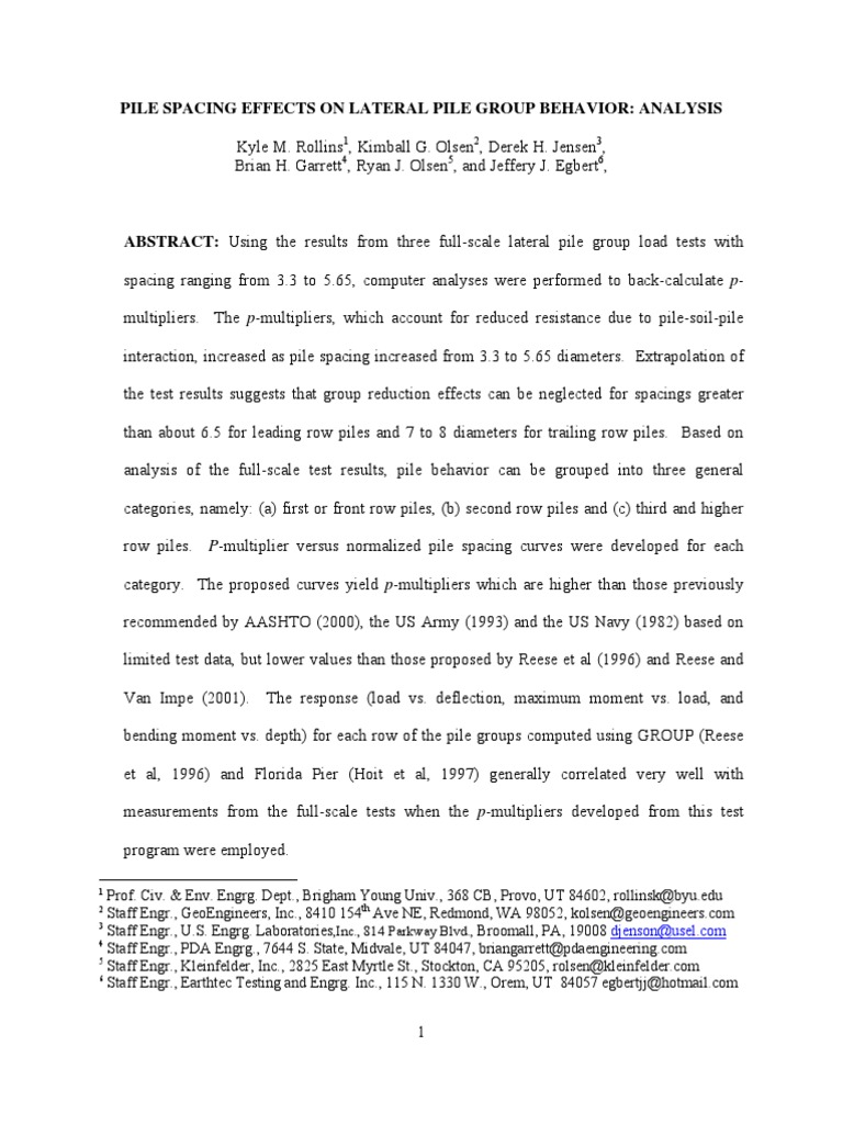 Lateral Pile Group Behavior Analysis | PDF | Teaching Methods ...