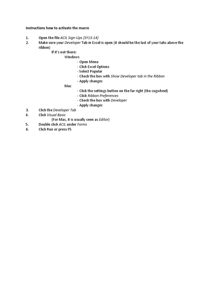 Instructions How To Activate The Macro | PDF | Art | Computers
