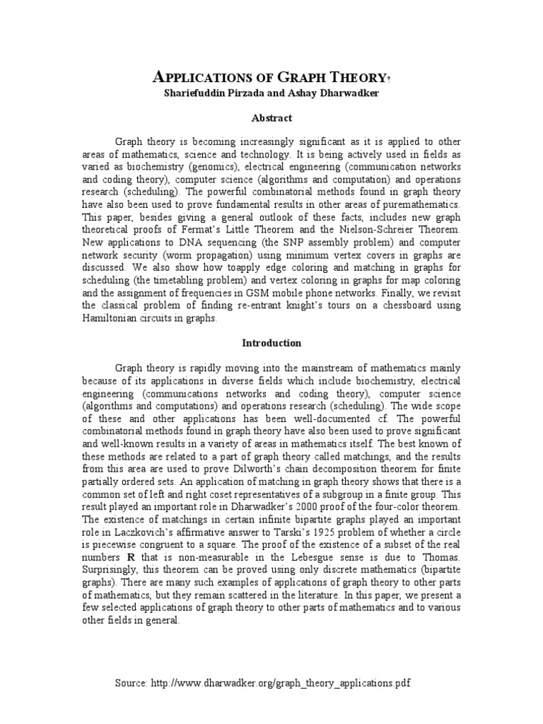 Applications of Graph Theory | PDF | Graph Theory | Combinatorics