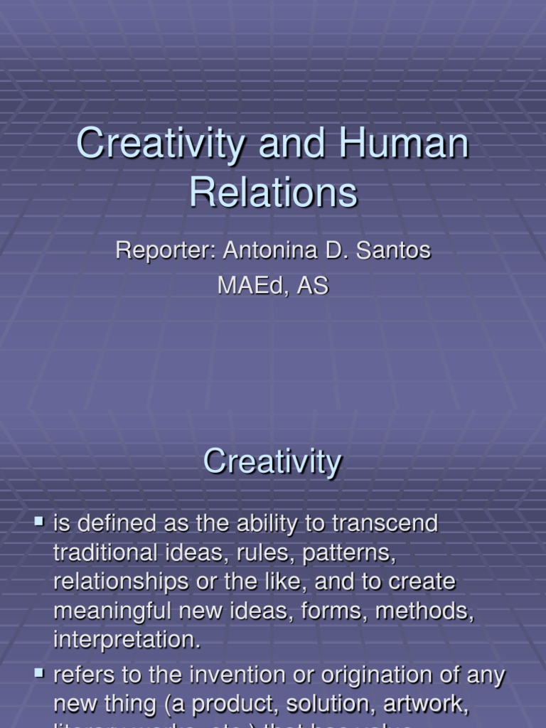 Creativity and Human Relations | PDF | Creativity | Affect (Psychology)