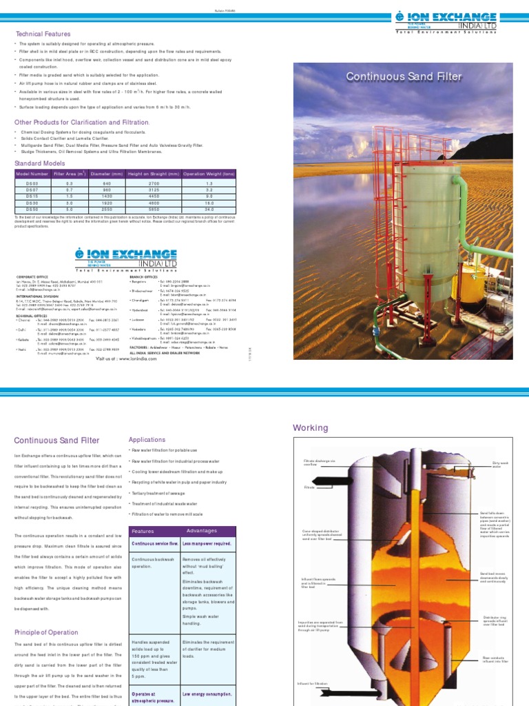 Continuous Sand Filter - 11110 | PDF | Filtration | Water