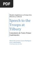 Queen Elizabeth I's Speech To The Troops at Tilbury, 1588 | PDF ...