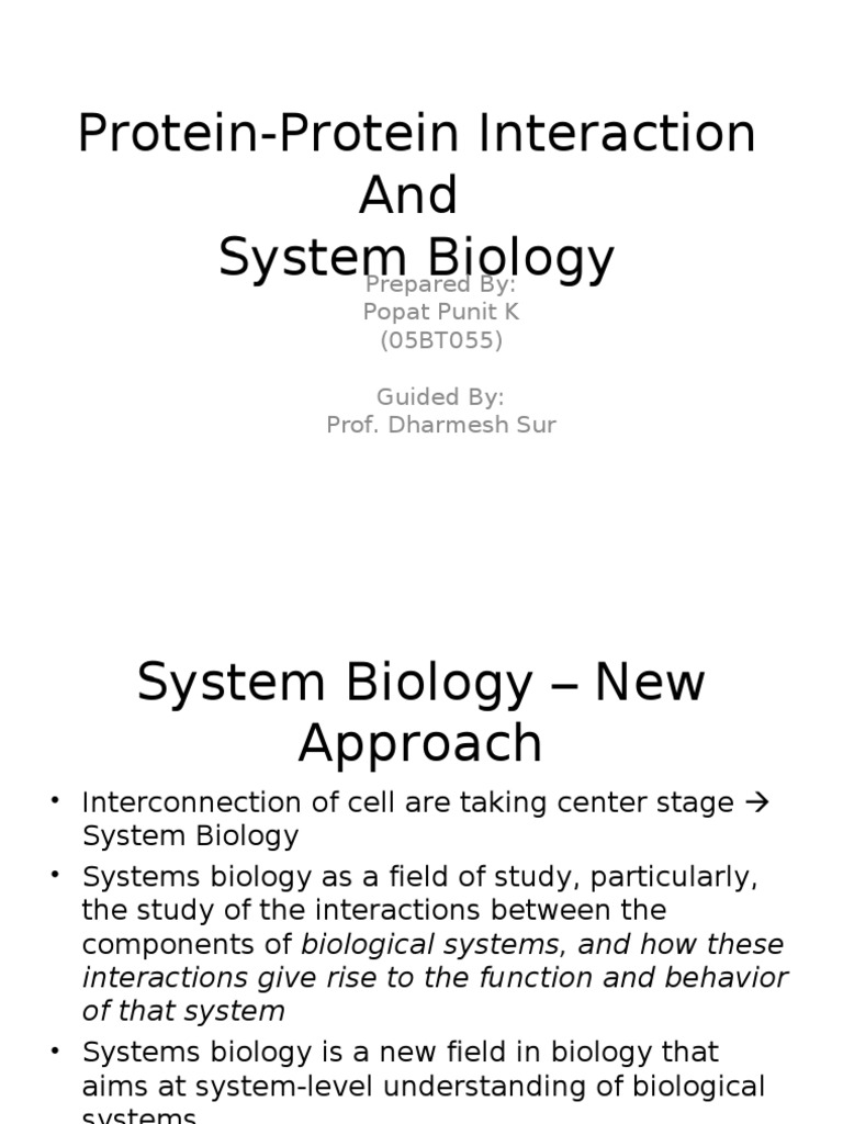 Protein-Protein Interaction in Systems Biology | PDF | Protein–Protein ...