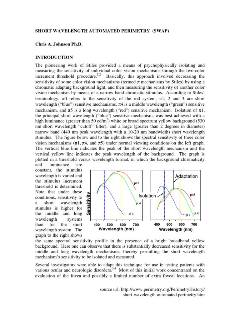 Short WAVELENGTH AUTOMATED PERIMETRY (SWAP) | PDF | Visual System | Retina