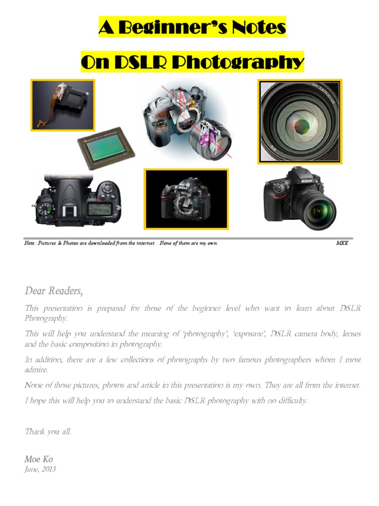 A Beginner's Notes On DSLR Photography (51MB) | PDF | Camera Lens ...