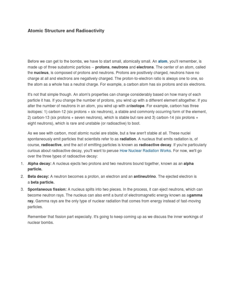 Atomic Structure and Radioactive Decay | PDF | Science & Mathematics ...