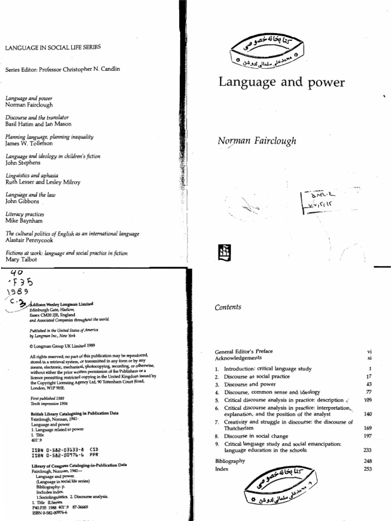 Language & Power, N. Fairclough | PDF