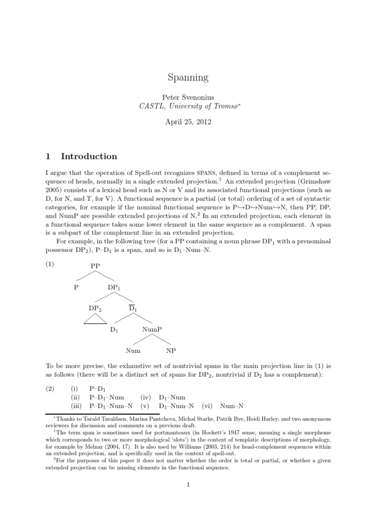 Spanning: Peter Svenonius CASTL, University of Tromsø April 25, 2012 ...